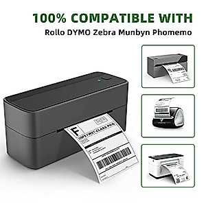 Phomemo Thermal Direct Shipping Label - 4" x 6" Fan-Fold Labels, 100 pcs, Permanent Adhesive, Commercial Grade Postage Thermal Labels (White-100)