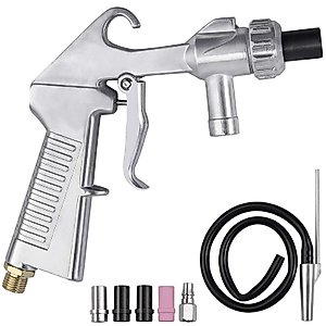 AMTOVL Sandblaster Gun Kit, Sandblaster + Sand Suction Pipe+ Ceramic Nozzles + Extra Iron Nozzle Tip Set for Abrasive Sand Blasting Derusting