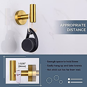 Angle Simple Bathroom Towel Hook 2 PCS, SUS304 Stainless Steel Bath Towel Robe Coat Holder, Heavy Duty Wall Hook, Brushed Gold