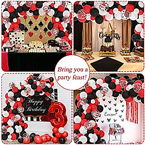 RUBFAC 133pcs Red Black White Balloons Garland Arch Kit, Red and Black White Balloons Arch with Confetti Balloons for Shower Birthday Graduation Racing Car Poker Card Decorations Supplies