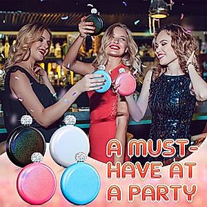 4 Pcs Cute Liquor Flask for Women 5 oz 304 Stainless Steel Flask for Whiskey Liquor Glitter Coating Flask Portable Wine Flask with Shining Rhinestone Cap and 4 Funnels for Drink Bar BBQ and Travel