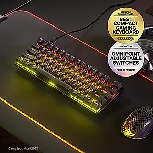 SteelSeries Apex Pro Mini HyperMagnetic Gaming Keyboard – Adjustable Actuation – Compact 60% Form Factor – RGB – PBT Keycaps – USB-C​