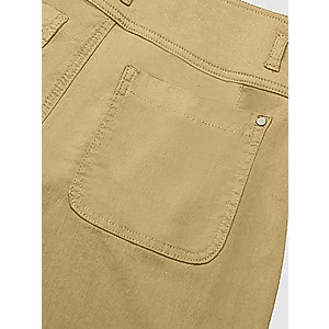 Flamingals Women's Solid Button Up Wide Leg Crop Jeans Low Waist Casual Pants Khaki
