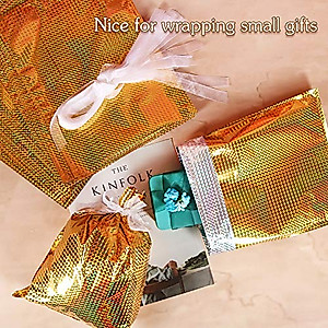 HRX Package Gold Foil Gift Bags with Ribbon Ties, 30pcs Gift Wrapping Sacks Pouches Christmas Mylar Goody Bags for Xmas Presents Party Favor