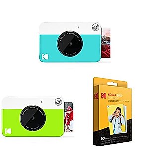 Kodak Printomatic Digital Instant Print Camera (Blue) & Printomatic Digital Instant Print Camera (Green) & 2"x3" Premium Zink Photo Paper (50 Sheets) (Pack of 1)