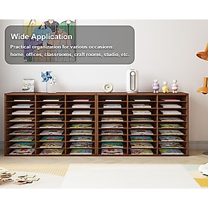 PAG Mail Sorter Organizer, Wood Literature Organizer, Student Mailbox for Classroom, Desktop Bill Paper Organizer for Office Home School, 27 Compartments, Brown