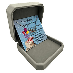 KINDPAW Sister Birthday Gift Necklace From Sister or Brother – It Is Truly Blessing To Have Such A Fun, Smart And Caring Sister Like You (Interlocking Heart)