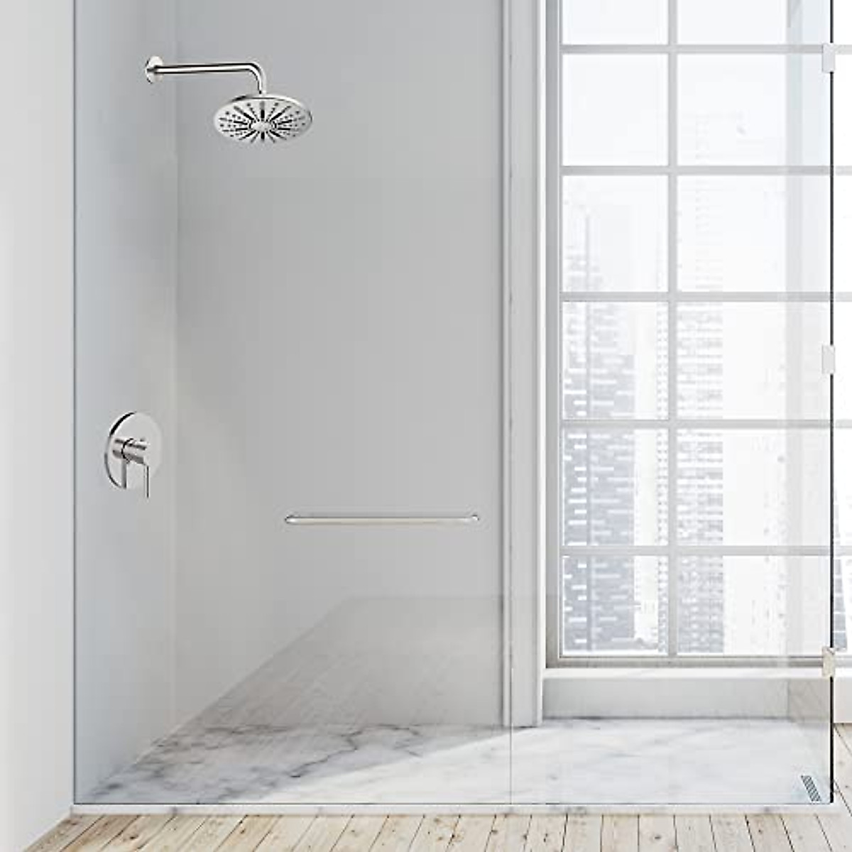 Design House 841494-SN 90-Degree 14.5-inch Steel Arm and Flange for Wall-Mounted or Fixed Rain Shower Head, Satin Nickel