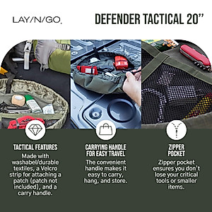 Lay-n-Go Defender Tactical Gear Accessory, Tool & Utility Storage Bag With Pockets for Travel, Military, First Responder, Survival and Outdoors, 20 inch, Black