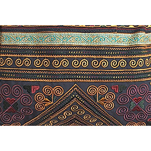 changnoi Hill Tribe Tote Bag Hmong Embroidered Fabric Large Size Thai Fair Trade (Diamond Mocha)