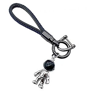 Space Astronaut Key Chain Space Robot Key Chain Ring Decorations Black Keychains for Men Boyfriend Birthday Gifts (black)