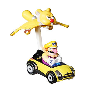 Hot Wheels Mario Kart Wario in Sports Coupe Kart with Waddle Wing Glider