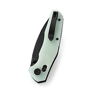 BESTECHMAN Ronan EDC Folding Knife Jade G10 Handle Pocket Knife, 14C28N Steel Thumb-Stud Outdoor Tools, BMK02I (Jade Handle)
