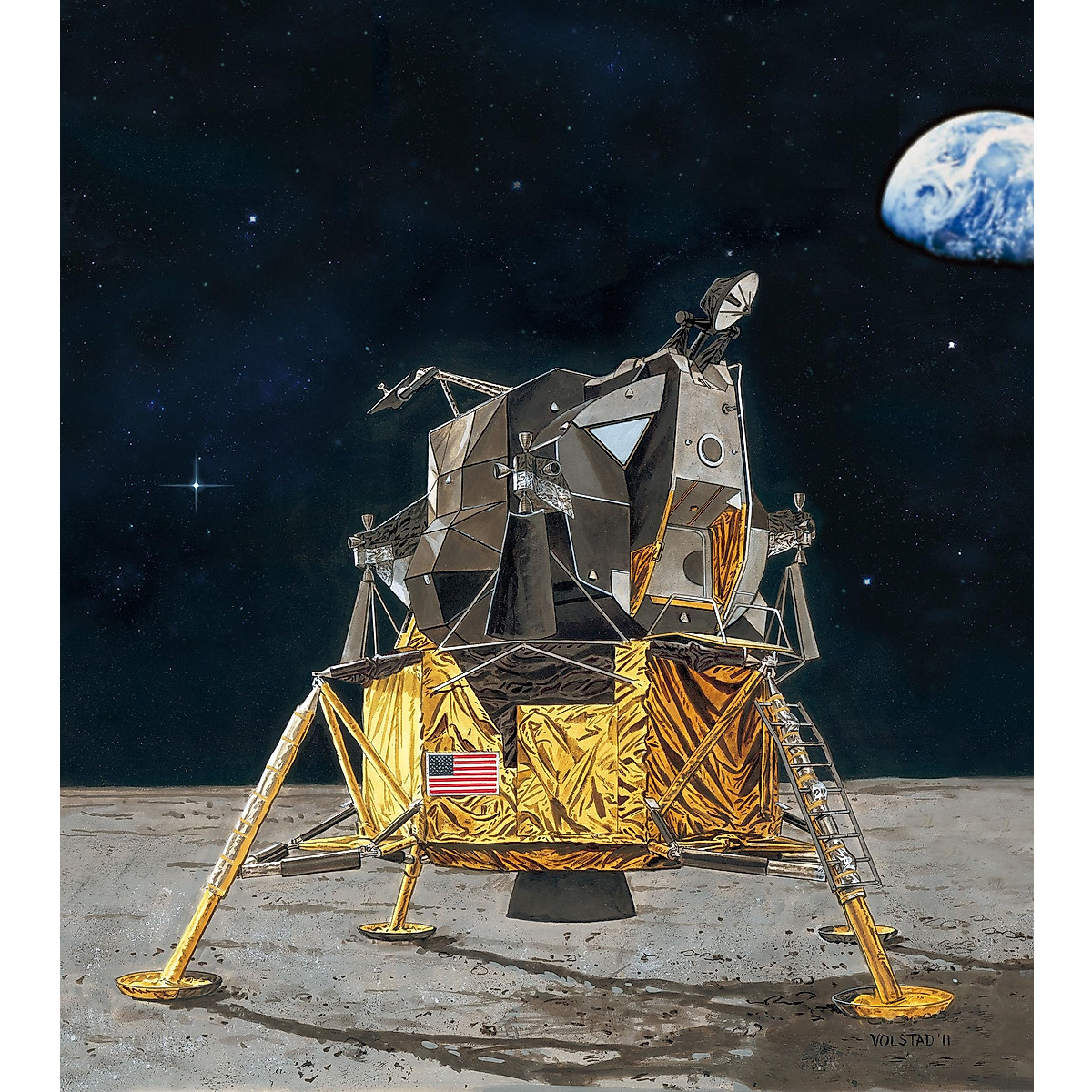 Revell RV03701 Moon Landing 1:48 - Apollo 11 Lunar Module & Eagle Plastic Model kit, Silver/White