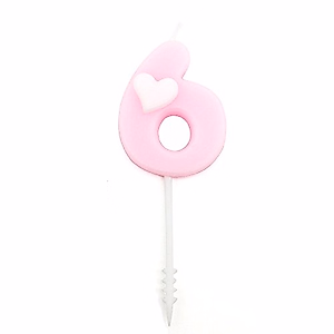 Hunger Baby Birthday Cake Topper Number 6 Candles, Pink (Number 6, Pink)