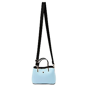 Like Dreams Fashion Women Hobo Fashion Satchel Handbag Vegan Leather Top Handle Bucket Crossbody Purse (Blue)