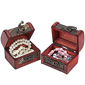 ZZYINH AN207 2Pcs Handcrafted Wooden Vintage Jewelry Storage Box Delicate Candy Box Jewelry Collection Necklace Bracelet Ring Holder Case New Small Jewelry