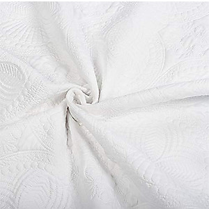 MONOBLANKS Baby Quilt Personlized Monogram Lightweight Embossed Scalloped Throw Blanket Four Seasons (White)