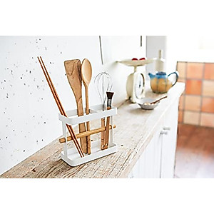 Yamazaki Home Wide Tool Stand-Kitchen Utensil Holder, Cooking Storage Organizer, One Size, White