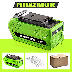 Replacement Battery for Greenworks 40V Battery 29472 29462 29252 20202 22262 25312 21242 Lithium Battery Compatible with GreenWorks G-MAX 40 Volt Cordless ChainsawTools 【 40V 6000mAh】 (Green)