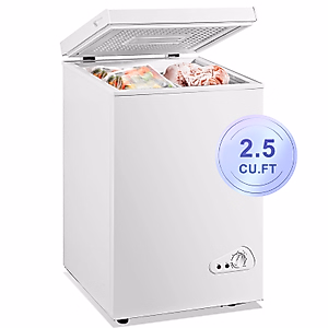 AXUTL Deep Freezer Mini 2.5 Cu.ft Small Chest Freezer RV Portable Freezer White 100-120V AC for Apartment Garage Kitchen Dorm Vehicle Truck Boat Travel Outdoor