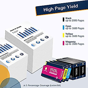 Colorking Remanufactured Ink Cartridges Replacement for HP 952 952XL to use with HP OfficeJet Pro 8710 8720 7740 8210 8740 8715 7720 8216 8725 8730 8702 Printer Ink (2 Black, Cyan, Magenta, Yellow)