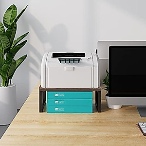 JOIN IRON Dark Brown Wood Computer Monitor Stand with Storage.Laptop Computer Shelf.Ergonomic Monitor Riser Desk Organizer.Office Supplies,Printer,iMac,Pc,Fax Machine Shelving Rack