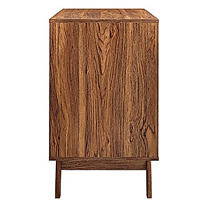 Modway Soma 40" Rattan Display Stand Accent Cabinet, Nightstand, Walnut