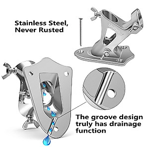 Uelfbaby Flag Pole Holder Bracket with Drainage Design, 304 Stainless Steel Heavy Duty Flag Pole Bracket Mounting Bracket 2 Positions for 1 inch Flag Pole Wall Flag Mount House & Estate