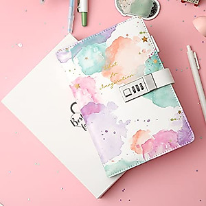 CAGIE Diary for Girls Age 8-12 Gifts for 9 10 11 12 Year Old Girls Diary with Lock, Tie Dye Design 192 Pages Lock Diary with Pen, 5.7 x 8.5 Inch Birthday Gifts for Girl Journal with Lock