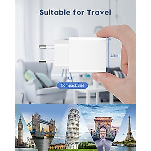 European Travel Plug Adapter, 20W iPhone Fast Charger USB C Wall Charger Block Plug with 10FT Charging Cable for iPhone 14/13/12/11 Pro Max/XS/XR/X/8, iPad, Europe EU Power Plug Type C Adaptor Charger