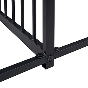 Double Floor Bed for Twins,Twin Size House Bed for 2 Kids,Two Shared Beds,Twin House Platform Beds,Metal Floor Bed Frame with Rails for Girls,Boys(Black)