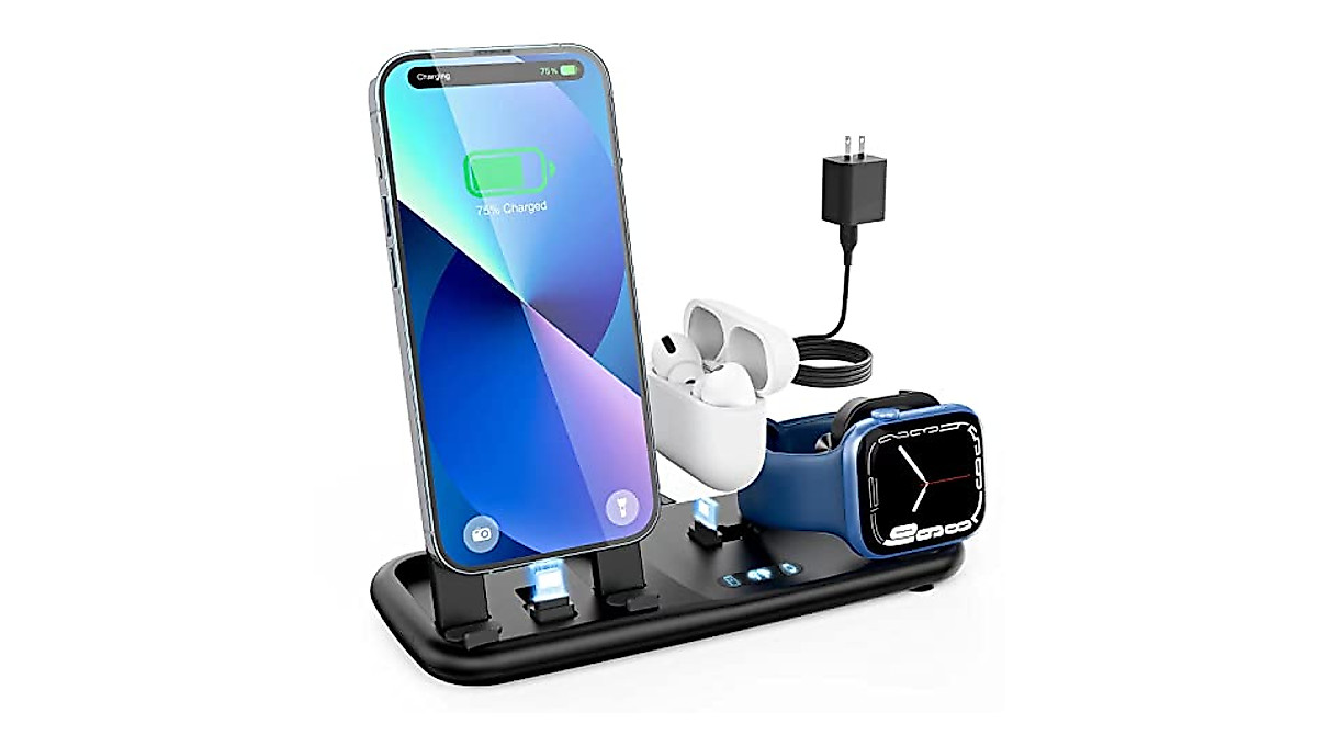 Foldable 3 in 1 Charging Station,18W Fast Charger Stand for Multiple ...