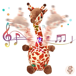 Easfan Dancing Singing Giraffe Repeat What You Say Talking Stuffed Animal Funny Interactive Electric Toy Mimicking Speaking Recording Musical Plush Gifts for Kids,14"