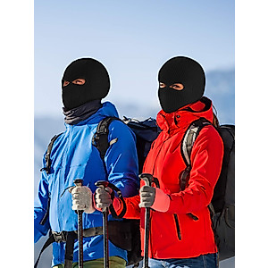 WILLBOND 2 Pieces Knitted Full Face Cover 2-Hole Winter Ski Balaclava Face Covering for Adult Supplies (Black)