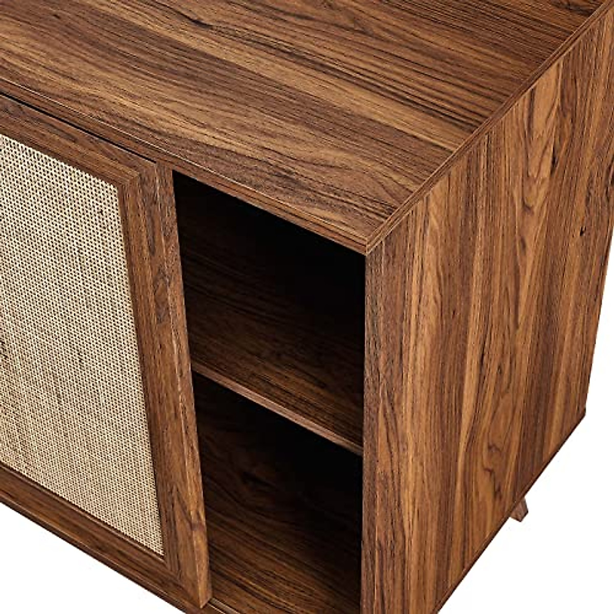 Modway Soma 40" Rattan Display Stand Accent Cabinet, Nightstand, Walnut