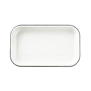 Tablecraft Sheet pan Server, 1/8 Size, Creamy White with Black Rim, 10x6x1.125