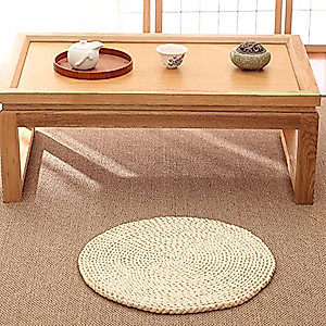 NUZYZ Rattan Floor Cushion, Rattan Placemat Anti-Skidding Heat Resistant Not Easy Deform Braided Straw Table Mat for Home Jute Yellow 30cm