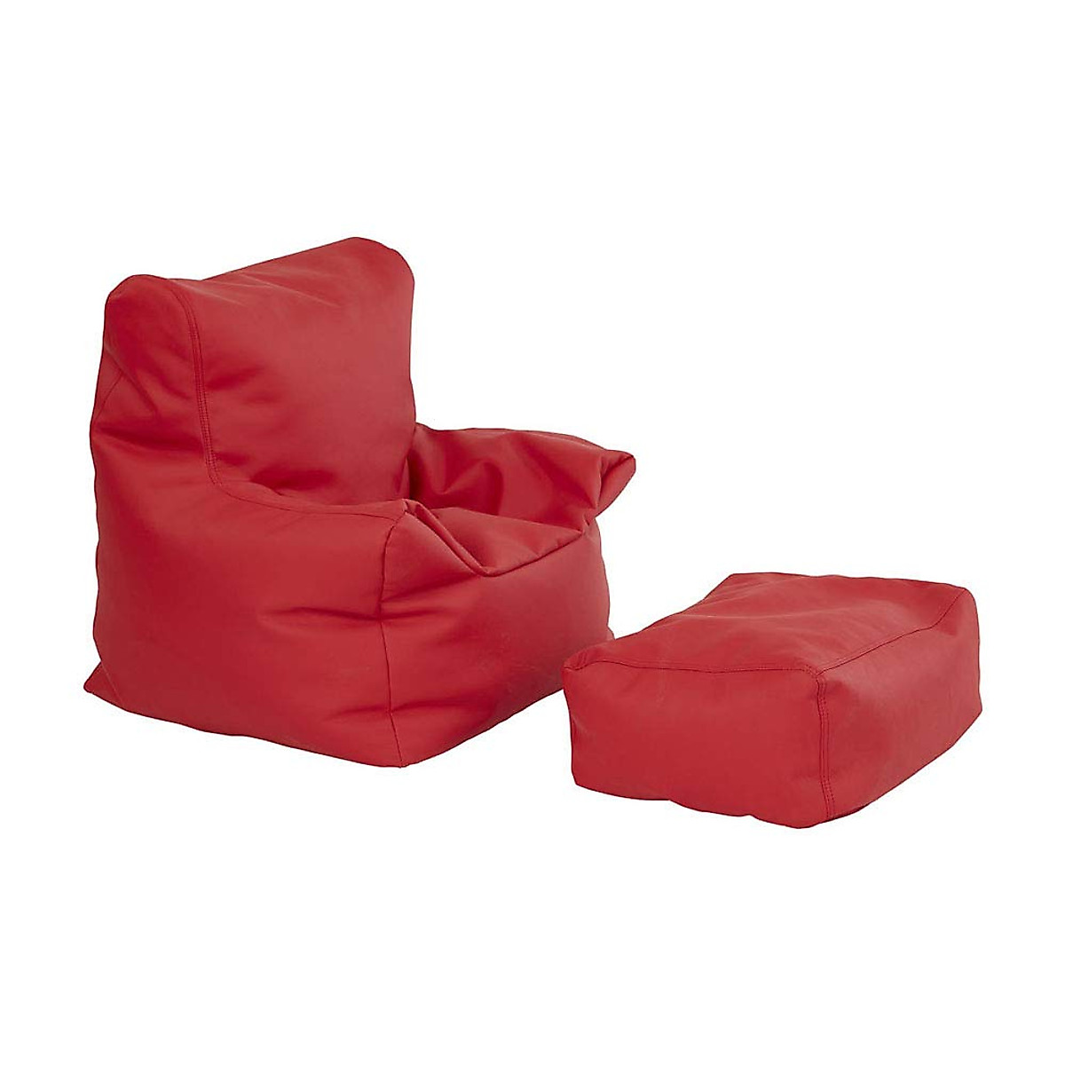 Factory Direct Partners 10474-RD SoftScape Bean Bag Chair and Ottoman Set, Furniture for Kids, Libraries or Home - Red