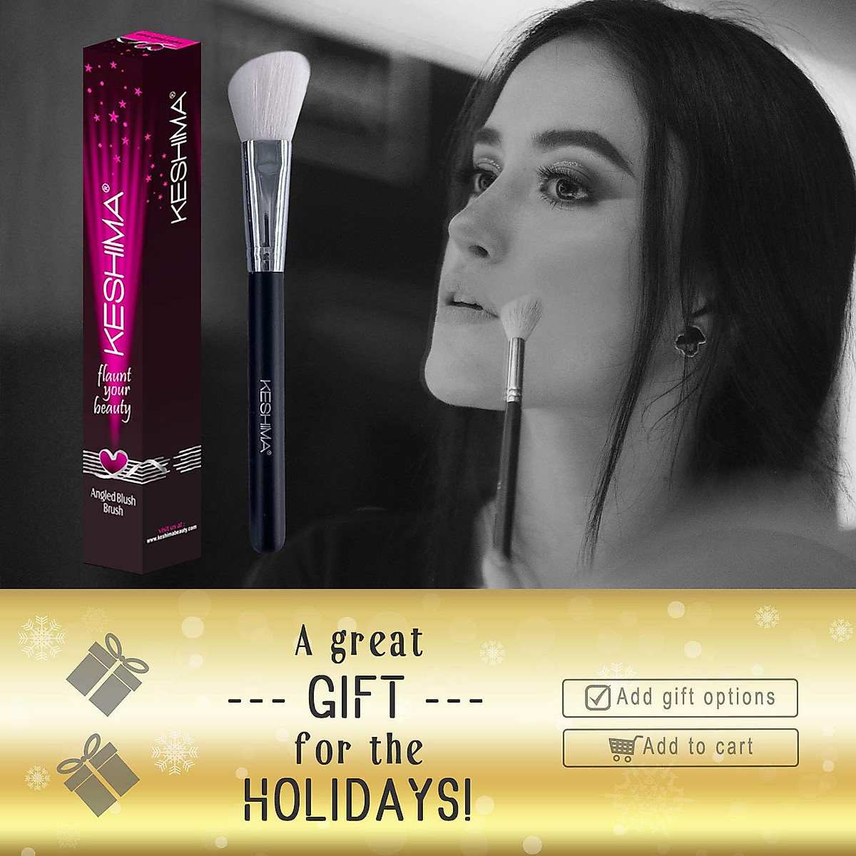 Angled Blush Brush/Bronzer Brush By Keshima - Best for Contour, Blush and Bronzer Makeup Application