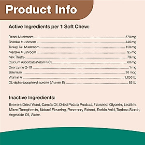 NaturVet Mushroom Max Advanced Immune Support Dog Supplement – Helps Strengthen Immunity, Overall Health for Dogs – Includes Shitake Mushrooms, Reishi, Turkey Tail – 120 Ct.