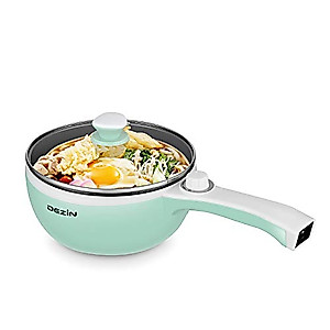 Dezin Electric Hot Pot Upgraded, Non-Stick Sauté Pan, Rapid Noodles Cooker, 1.5L Mini Pot for Steak, Egg, Fried Rice, Ramen, Oatmeal, Soup with Power Adjustment (Egg Rack Included)