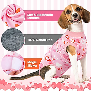 Kuoser Dog Surgery Recovery Suit, Valentine's Day Dog Surgical Recovery Suit for Female Male Dogs, Dog Onesies for Small Dogs, Pet Surgical Suit for Spay Neuter Dog Cone Alternative