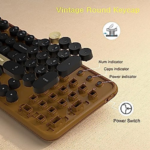 Links9+ Wireless Keyboard and Mouse Combos, Retro Keyboard and Mouse Wireless Full Size, 2.4Ghz Connection and Optical Mouse for Windows, Mac, PC, Laptop for Home and Office (Coffee-Black)