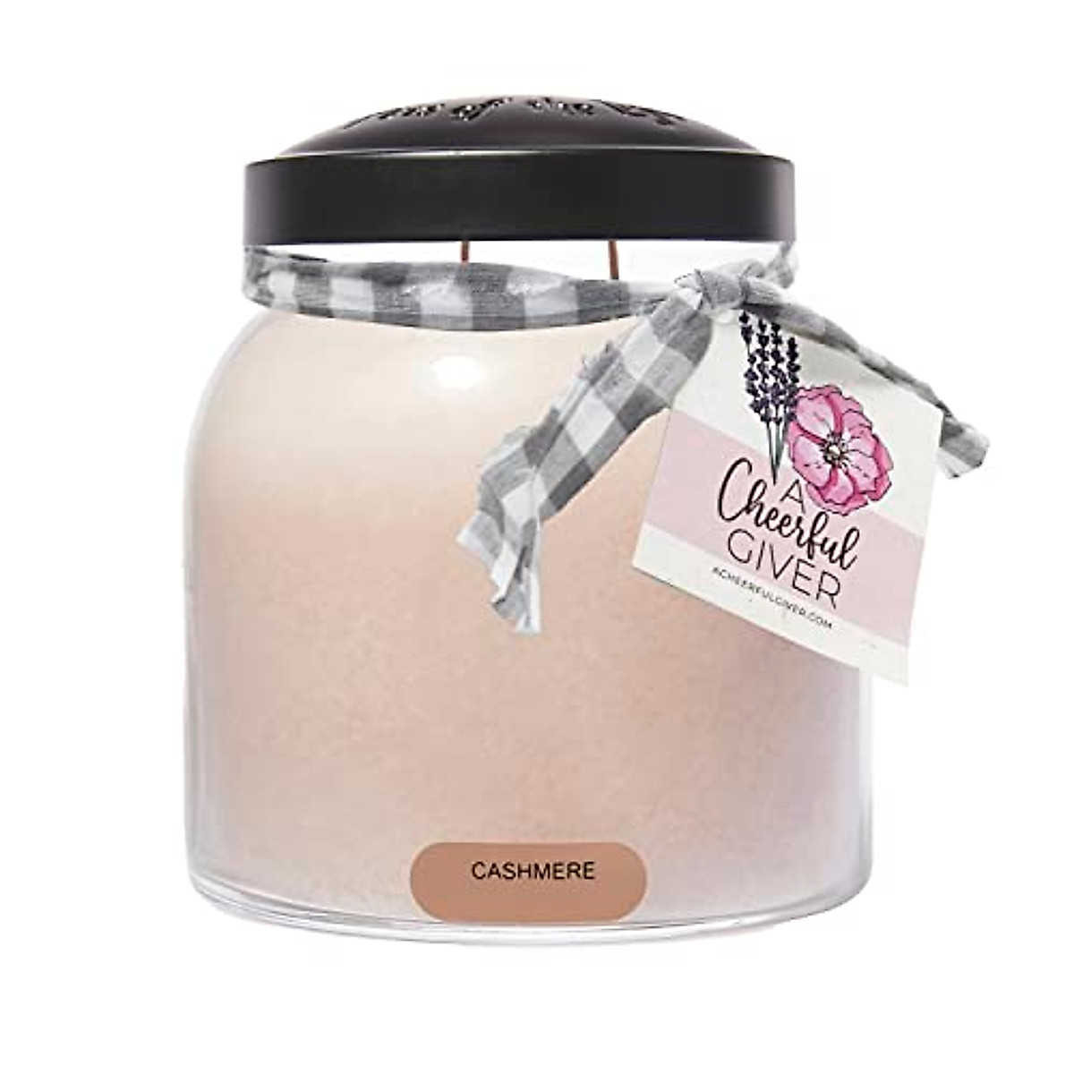 A Cheerful Giver — Cashmere - 34oz Papa Scented Candle Jar with Lid - Keepers of the Light - 155 Hours of Burn Time, Gift Candle, Brown