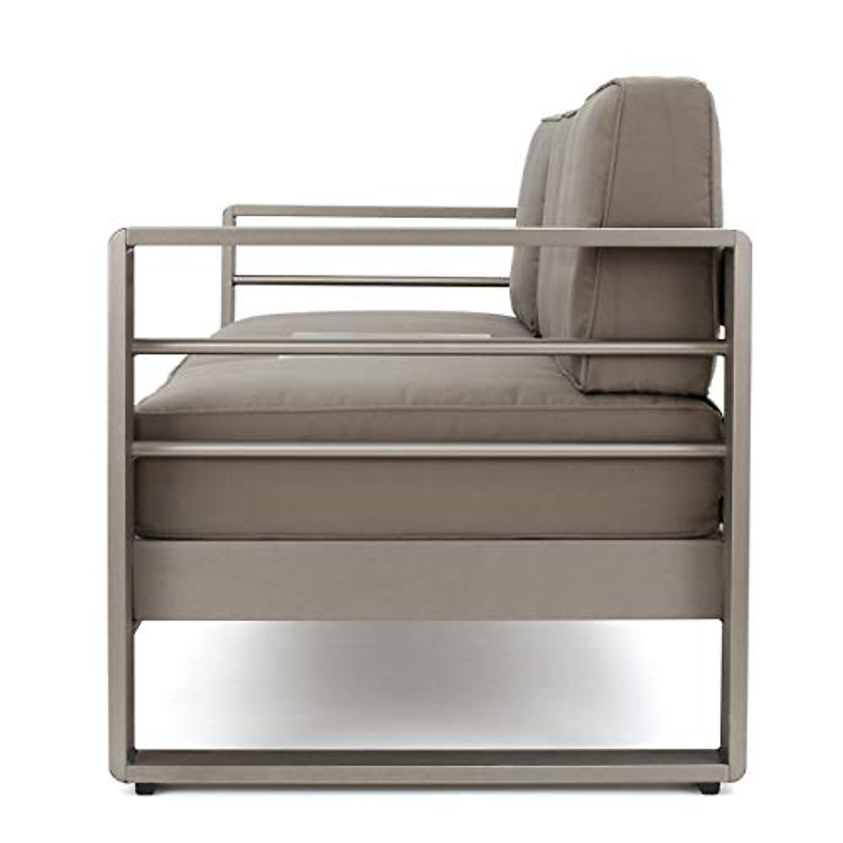 Christopher Knight Home Cape Coral Outdoor Loveseat Sofa with Tray, Khaki