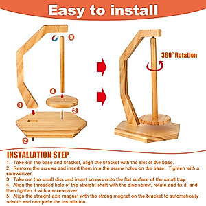 Magnetic Yarn Ball Holder, Smooth Rotation Wooden Yarn Spinner Stand Yarn Holder for Knitting and Crocheting Yarn Organizer Gifts for Crochet DIY Craft Lovers (Burlywood)