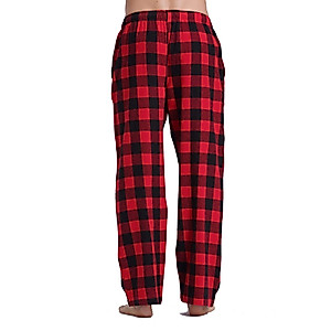 CYZ Men's 100% Cotton Super Soft Flannel Plaid Pajama Pants-BlackRedGingham-L