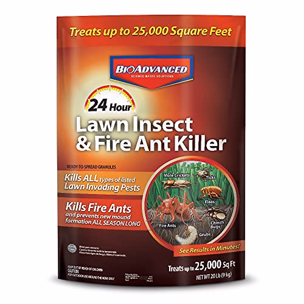 BioAdvanced 24 Hour Lawn Insect & Fire Ant Killer, Granules, 20 lb