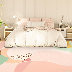 tchdio-Pink Rug-Soft Rugs for Living Room-Washable Rugs 8x10-No Slip Rugs for Bedroom Girl,Nursery,Dorm,Kids Room,Living Room,PlayRoom-Pink Carpet
